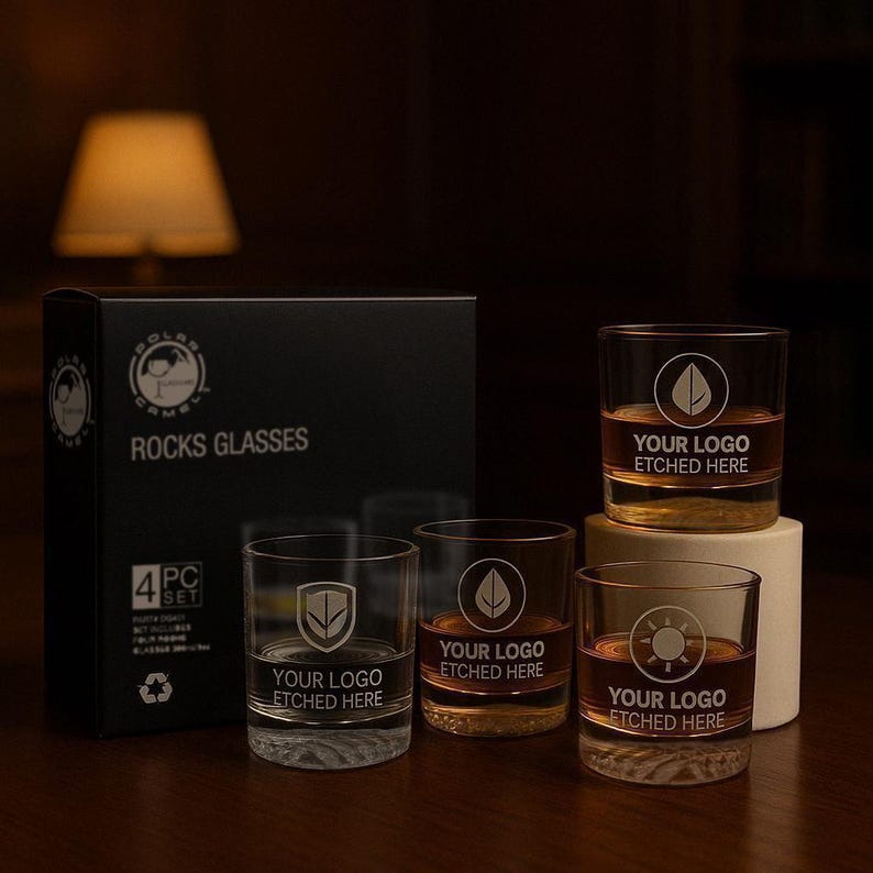 9 Oz Round Rocks Glasses – Set of 4 Bulk Barware | Corporate Whiskey ...