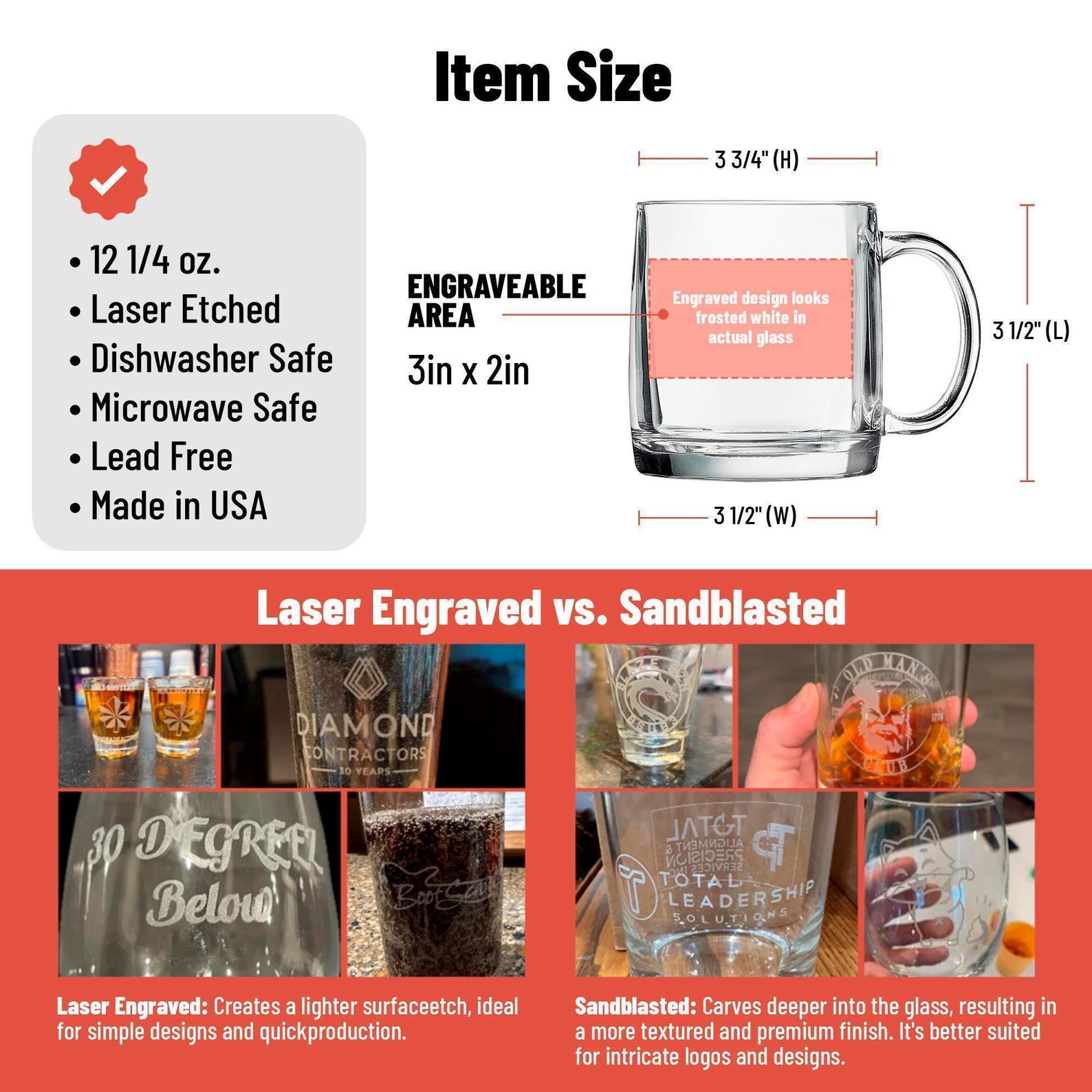 Clear Glass Mugs 12.25 Oz Custom Coffee Mug With Logo Branded Gifts ...