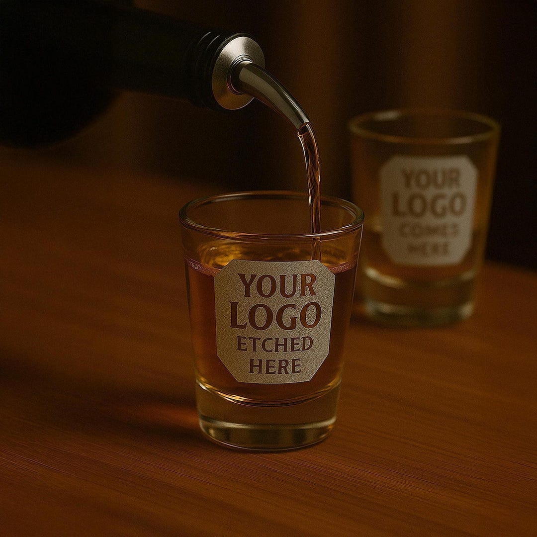 Custom Engraved Shot Glass | Business Logo Promotional Drinkware - Etsy