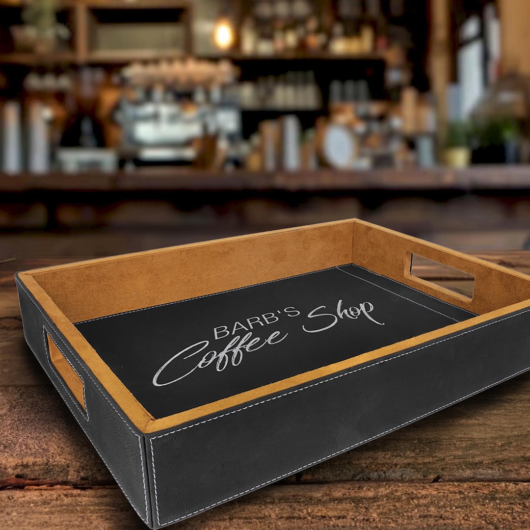 Customizable Leather Serving Tray, Personalized Logo 16''x12'' Premium ...