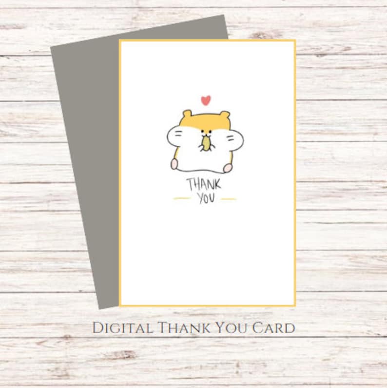 Hamster Thank You Card Template - Etsy