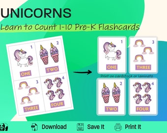 Dinosaur Printable Learn to Count Preschool Flashcards: 1-10 Counting ...