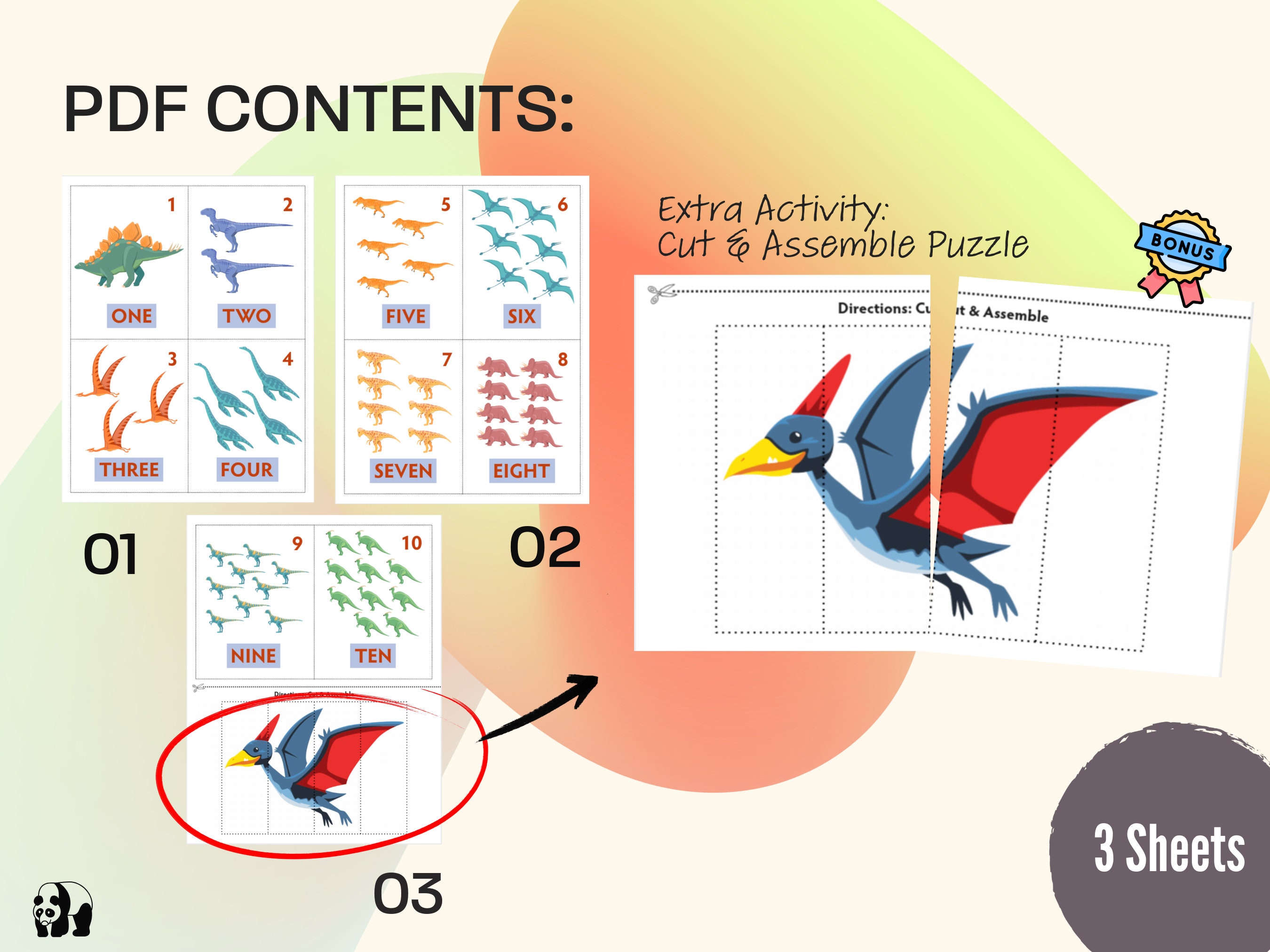 Dinosaur Printable Learn to Count Preschool Flashcards: 1-10 Counting ...