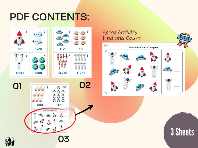 Outer Space Printable Learn to Count Preschool Flashcards: 1-10 ...