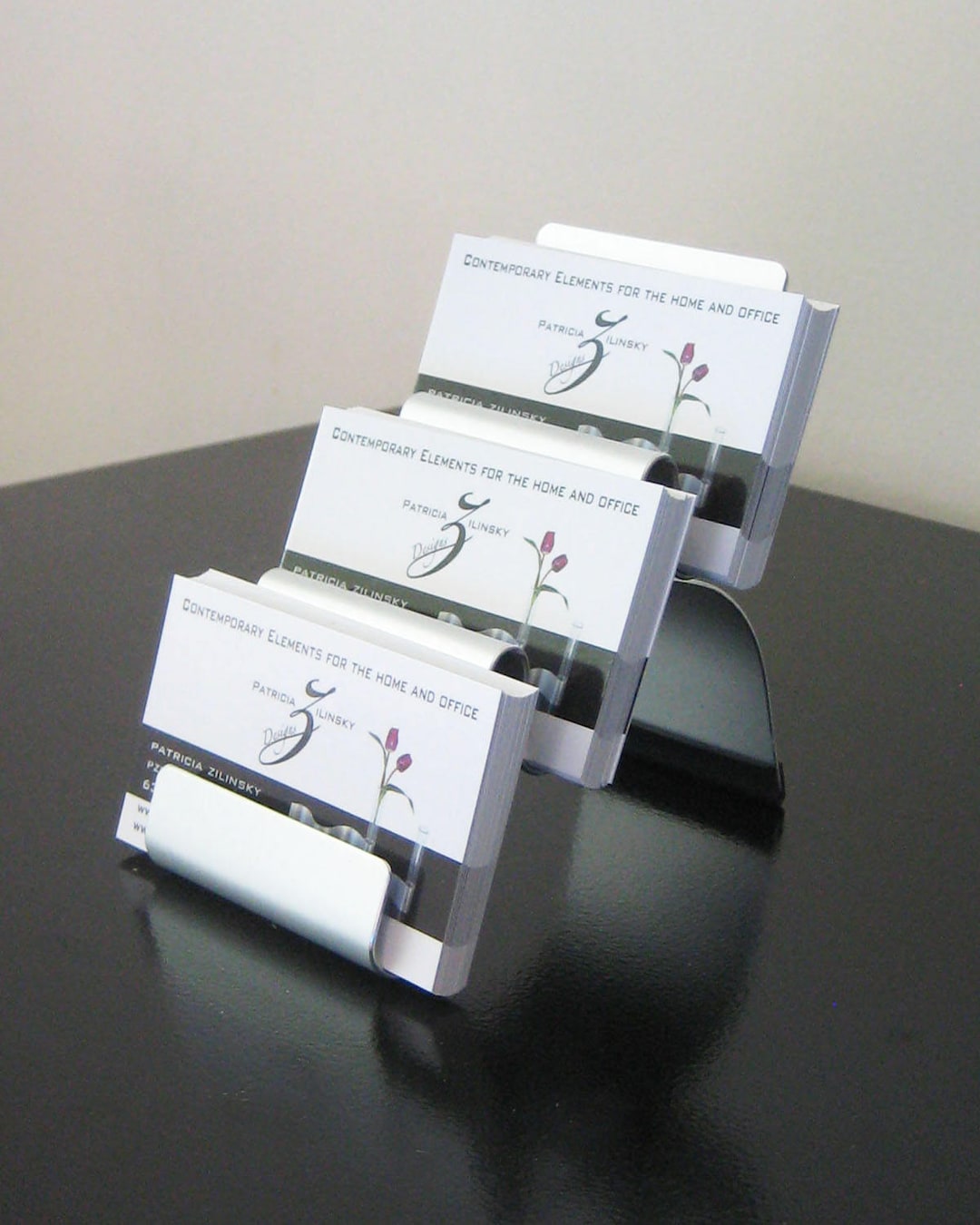 Three Pocket Business Card Holder for Vertical and Horizontal Style ...