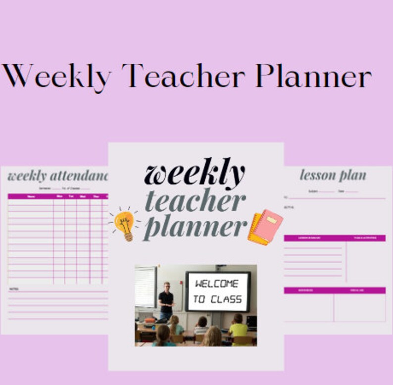 Teacher Planner Organizing Weekly Grades Birthdays Notes Lesson Plans ...