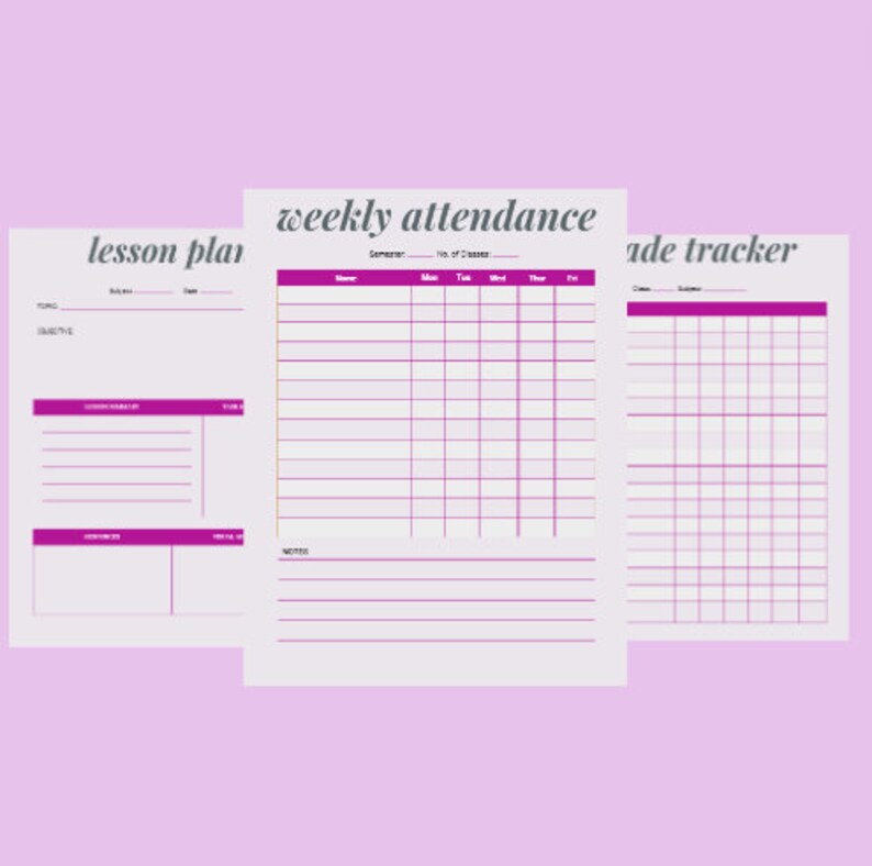 Teacher Planner Organizing Weekly Grades Birthdays Notes Lesson Plans ...