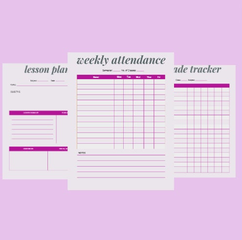 Teacher Planner Organizing Weekly Grades Birthdays Notes Lesson Plans ...