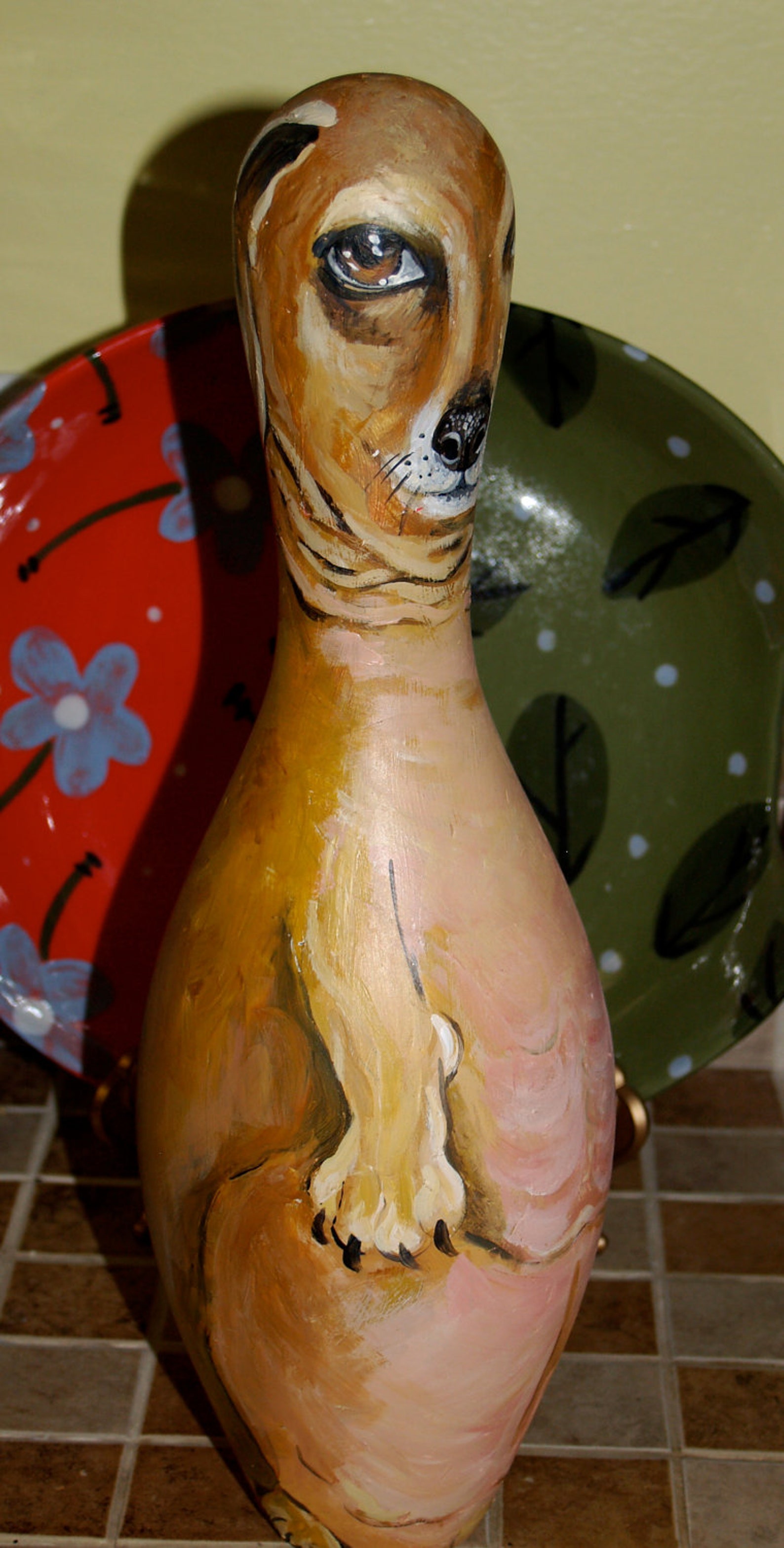 Custom Hand Painted BOWLING PIN With YOUR Dogs Pet Portrait on It All ...