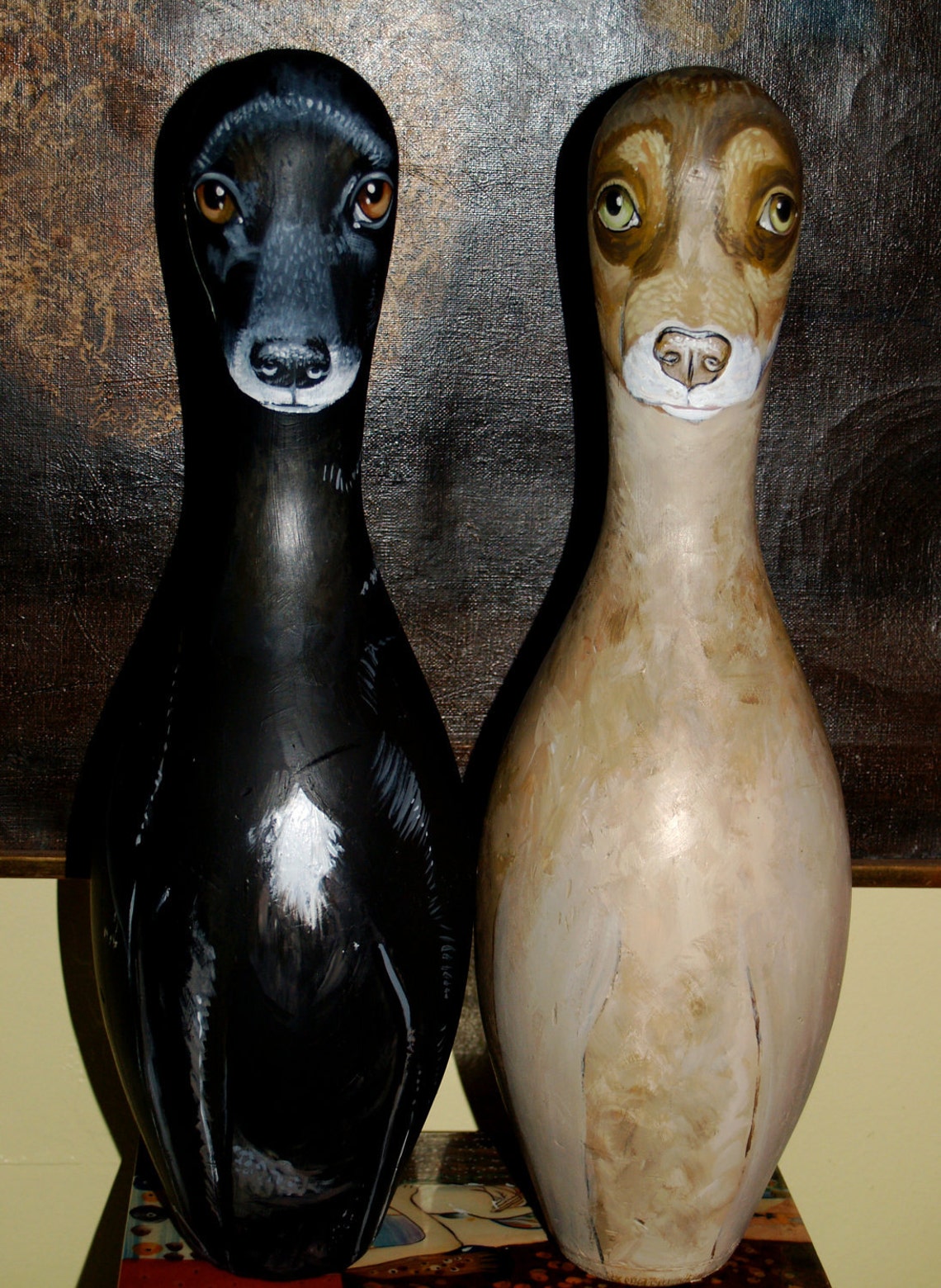 Custom Hand Painted BOWLING PIN With YOUR Dogs Pet Portrait on It All ...