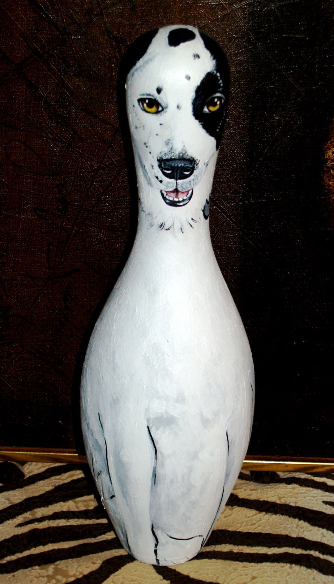 Custom Hand Painted BOWLING PIN With YOUR Dogs Pet Portrait Terrier on ...