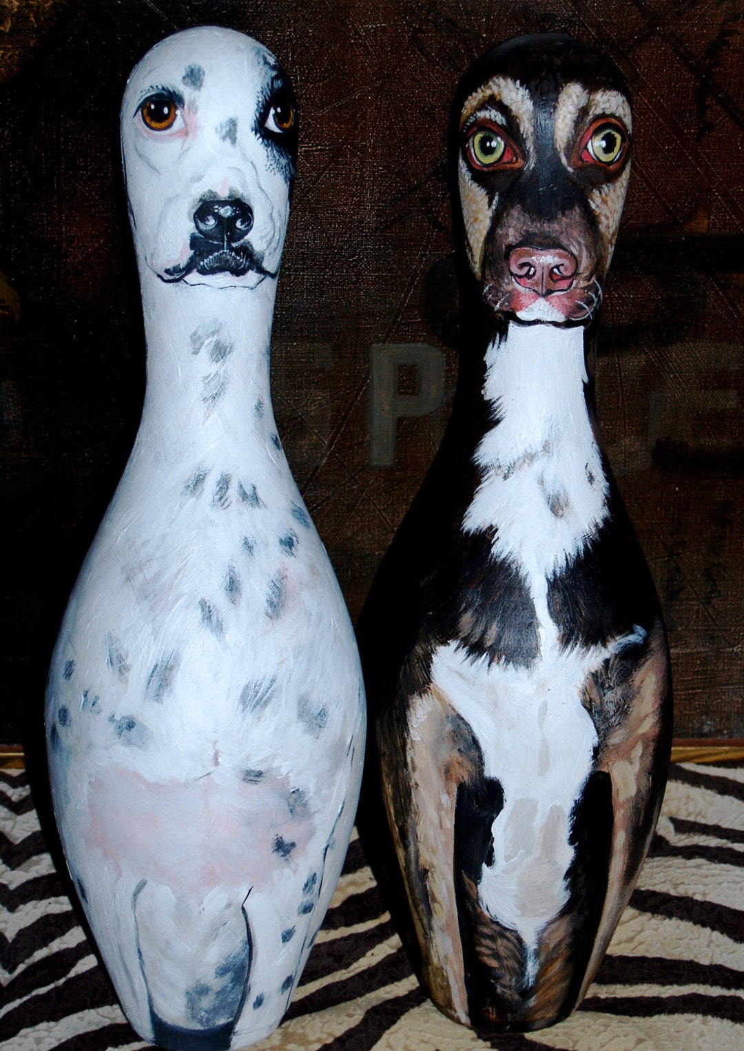 Hand Painted BOWLING PIN With YOUR Dogs Pet Portrait on It - Etsy