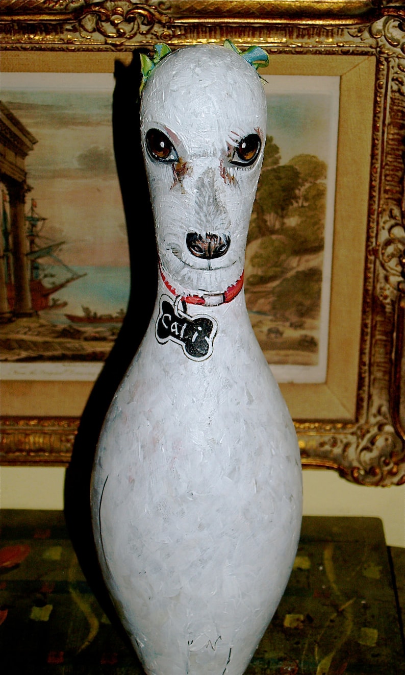 Custom Hand Painted BOWLING PIN With YOUR Dogs Pet Portrait on It All ...