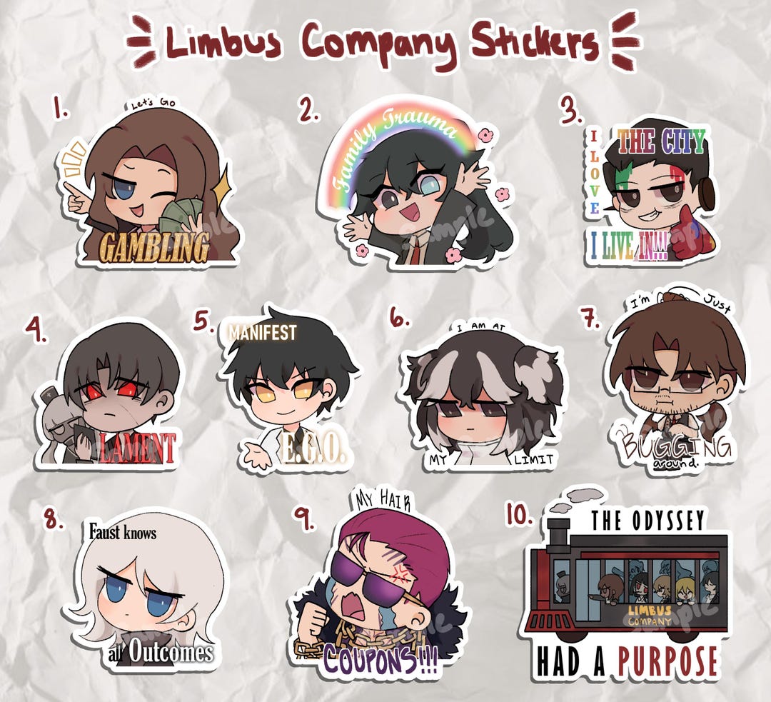 Limbus Company Vinyl Stickers 2: Silly Goofy Memes Continued - Etsy