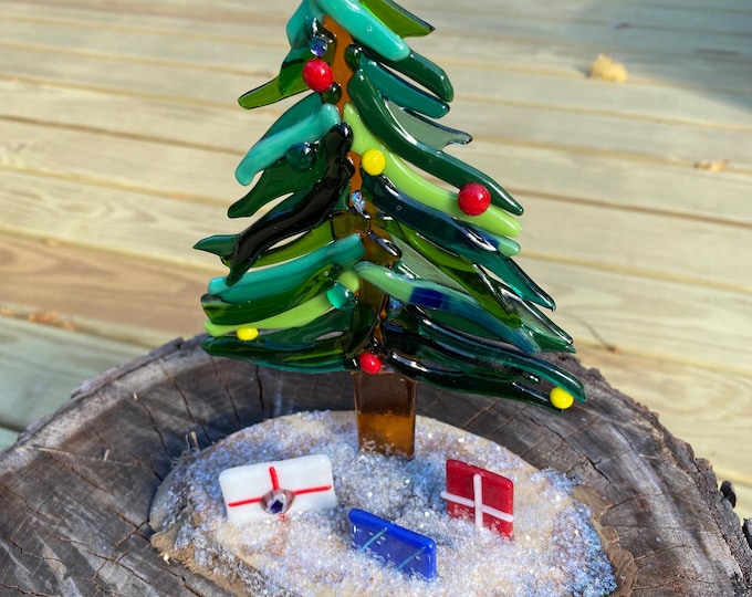 Fused Glass Christmas Tree Decoration - Etsy