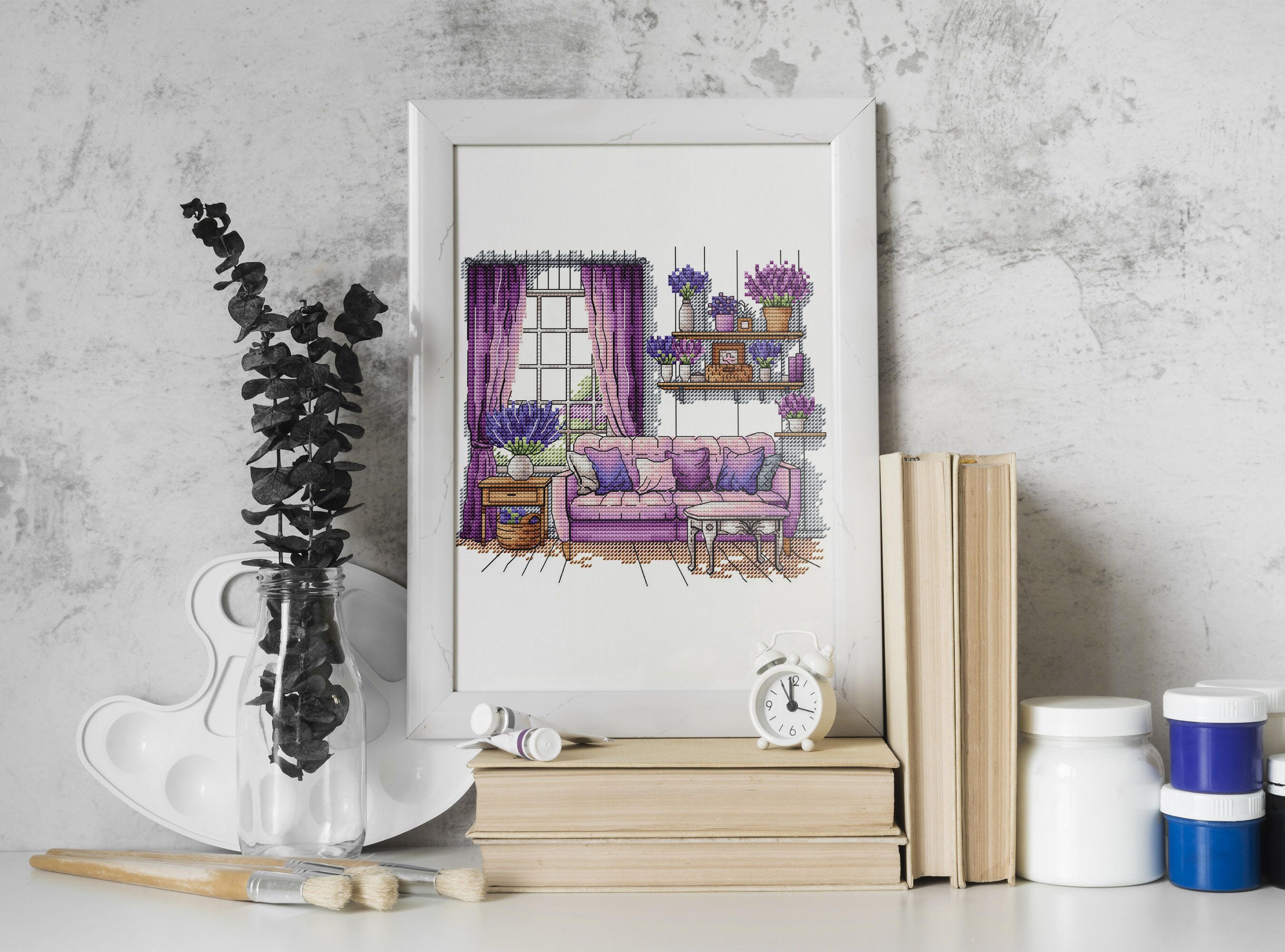 Lavender Cross Stitch Patterns, Lavender Cross Pattern, Interior ...