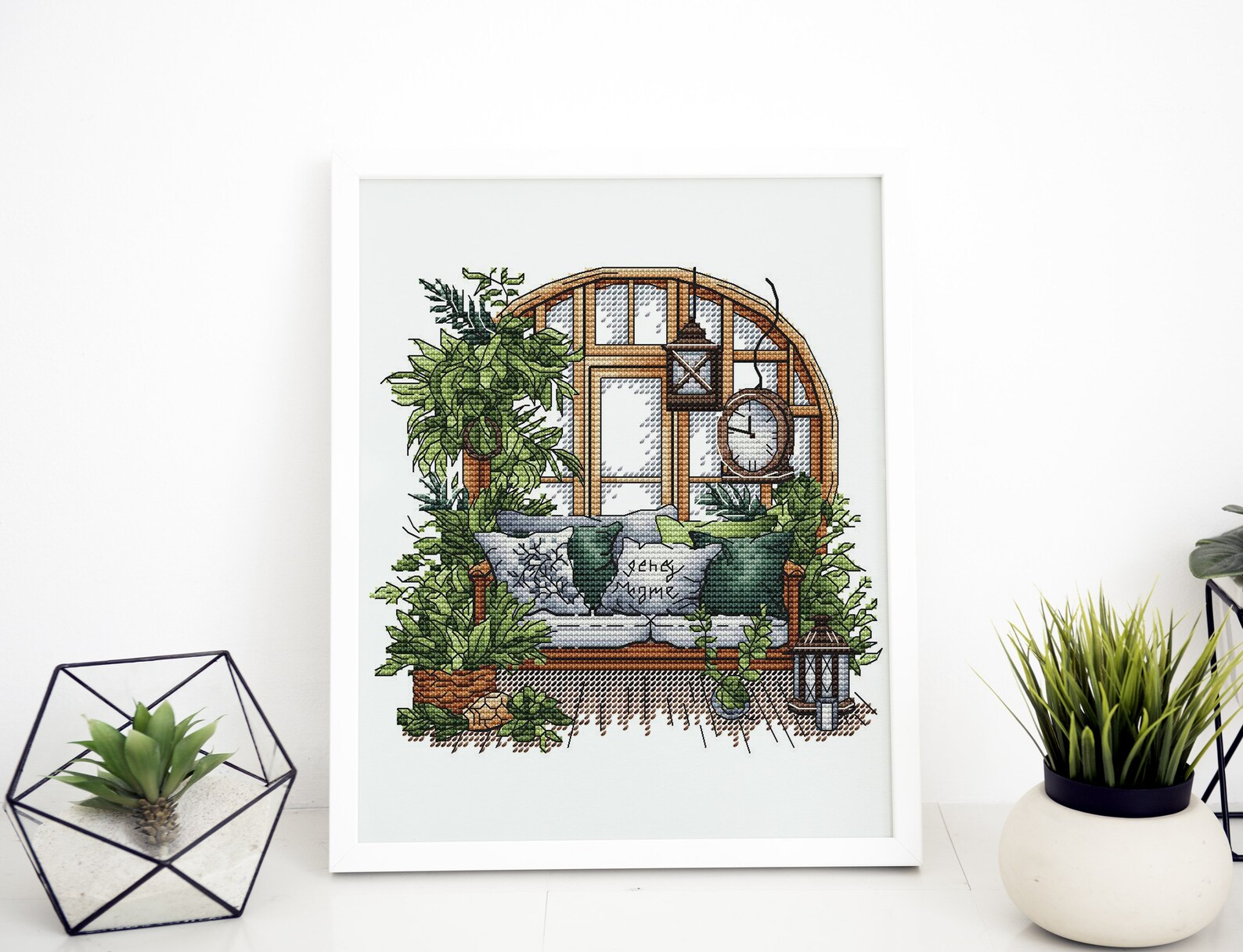 Garden Pattern for Cross Stitch, Interior Embroidery PDF, Green Garden ...