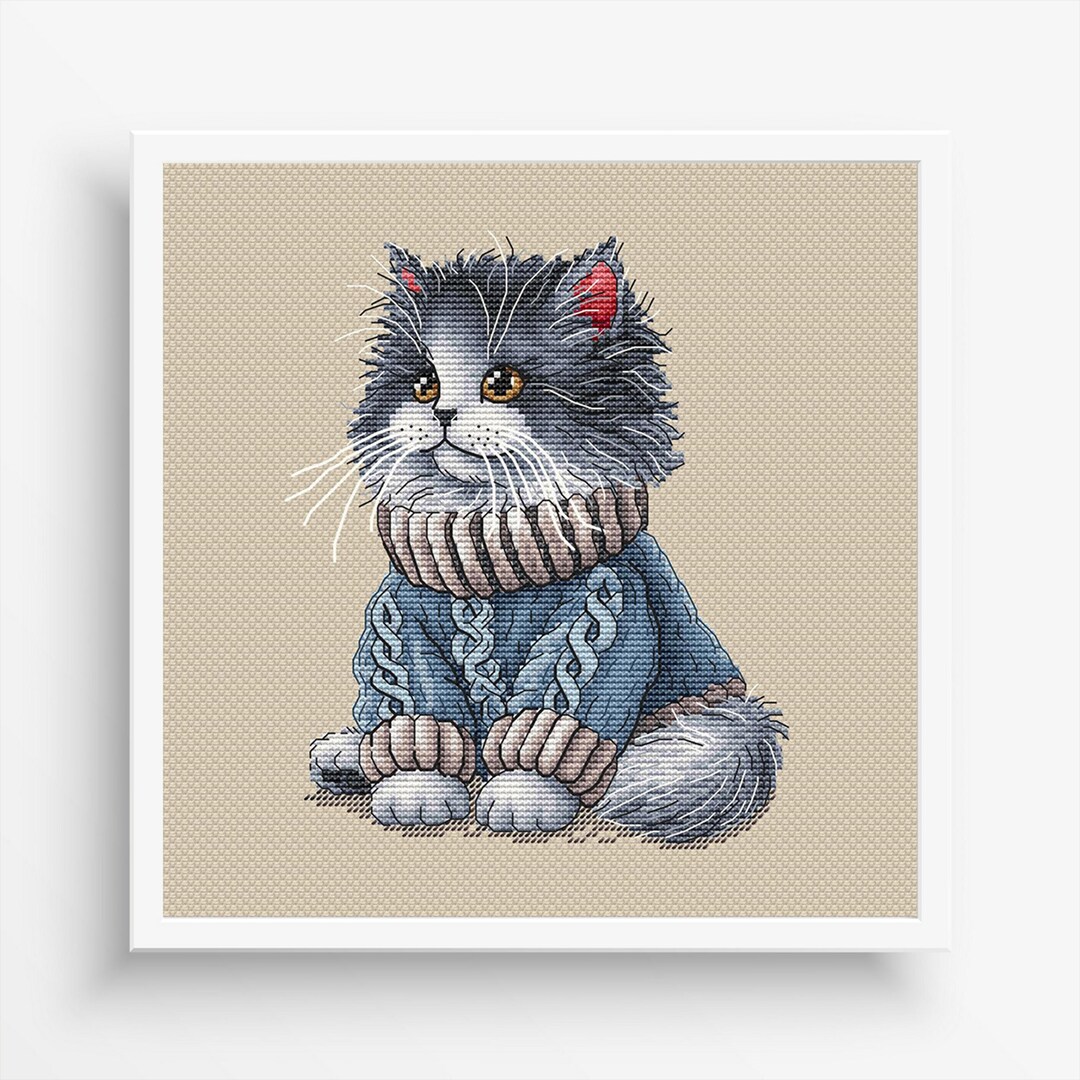 Cat Cross Stitch Pattern, Instant Download PDF Digital File, Kitty Cat ...