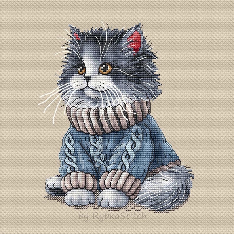 Cat Cross Stitch Pattern, Instant Download PDF Digital File, Kitty Cat ...