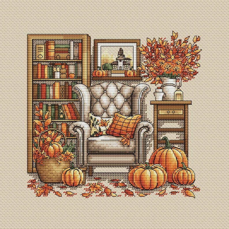 Fall Cross Stitch Pattern PDF, Autumn Embroidery, Autumn Leaves Cross ...