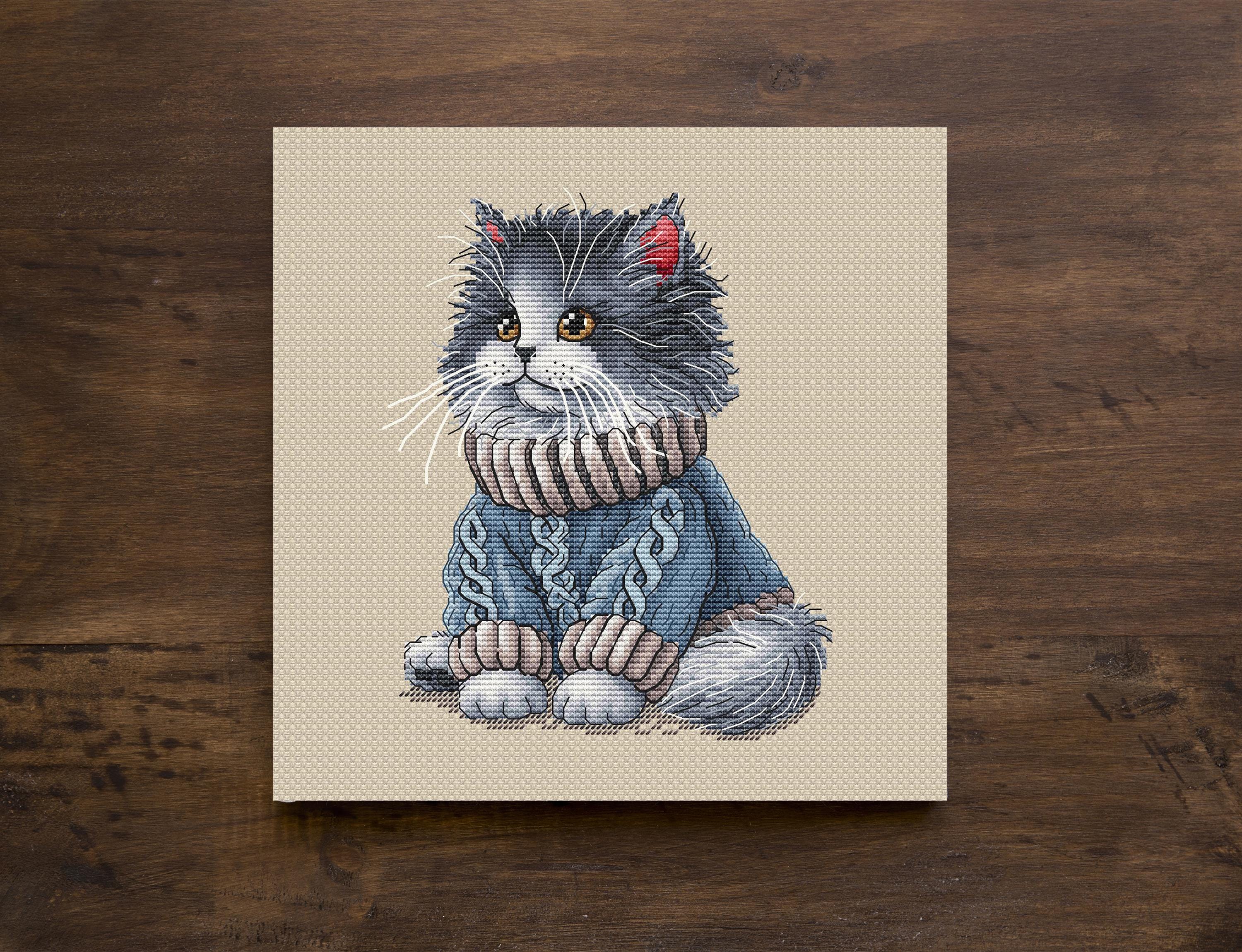 Cat Cross Stitch Pattern, Instant Download PDF Digital File, Kitty Cat ...