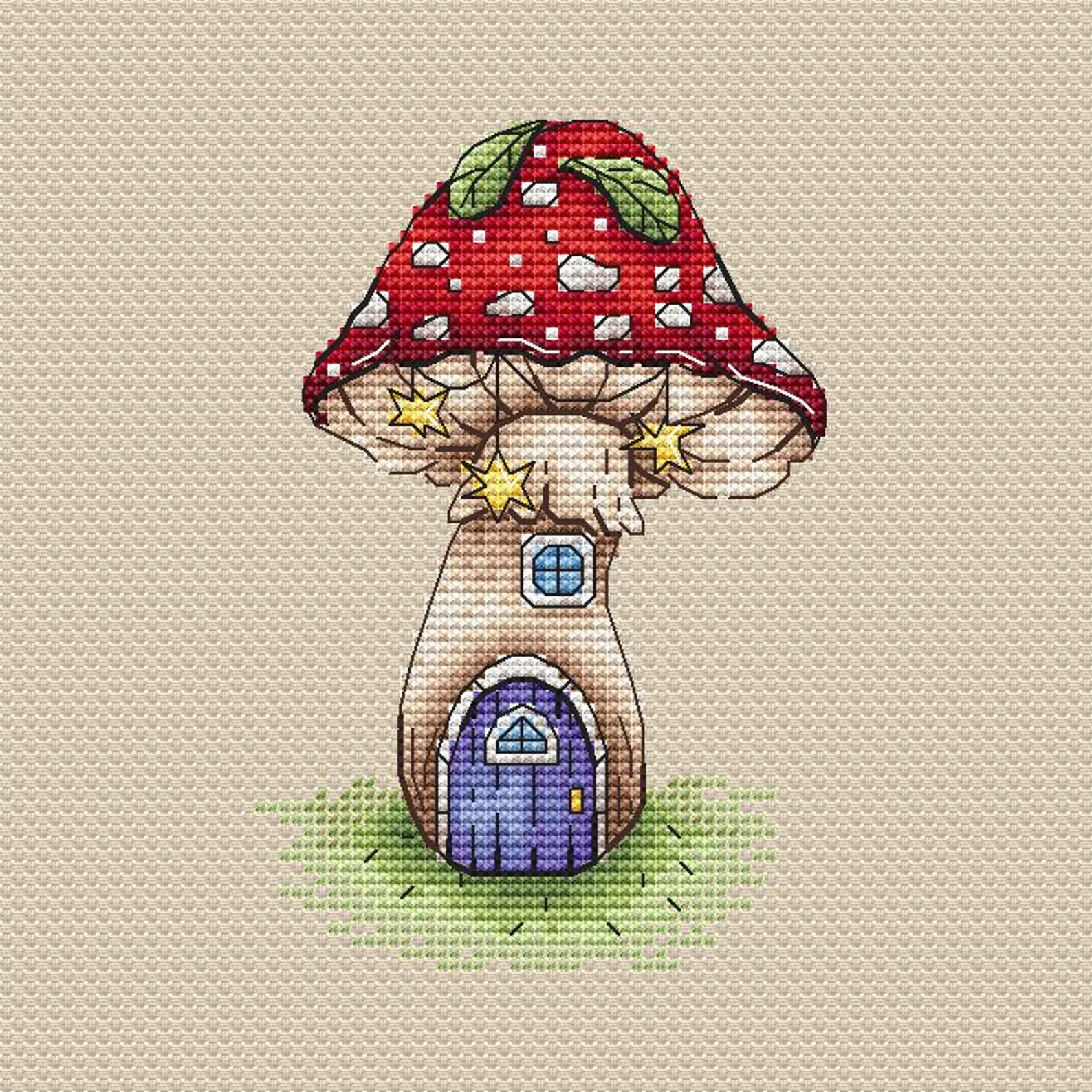 Amanita Mushroom Cross Stitch Pattern PDF, Mushrooms Counted Cross ...