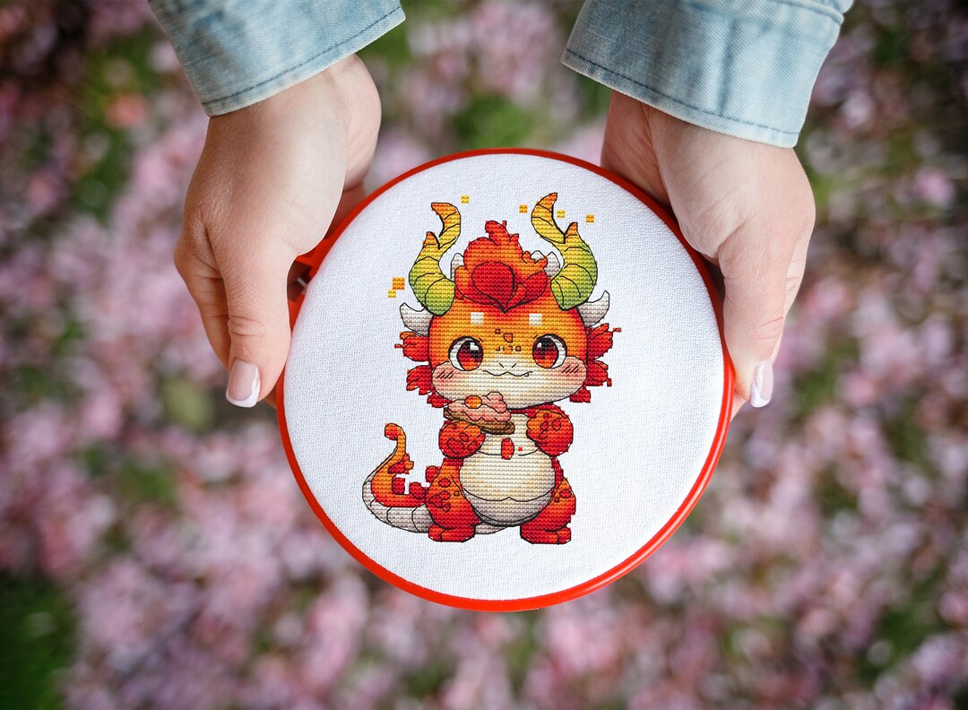 Dragon Cross Stitch Pattern, Fire Dragon, Dragon Embroidery Pattern ...