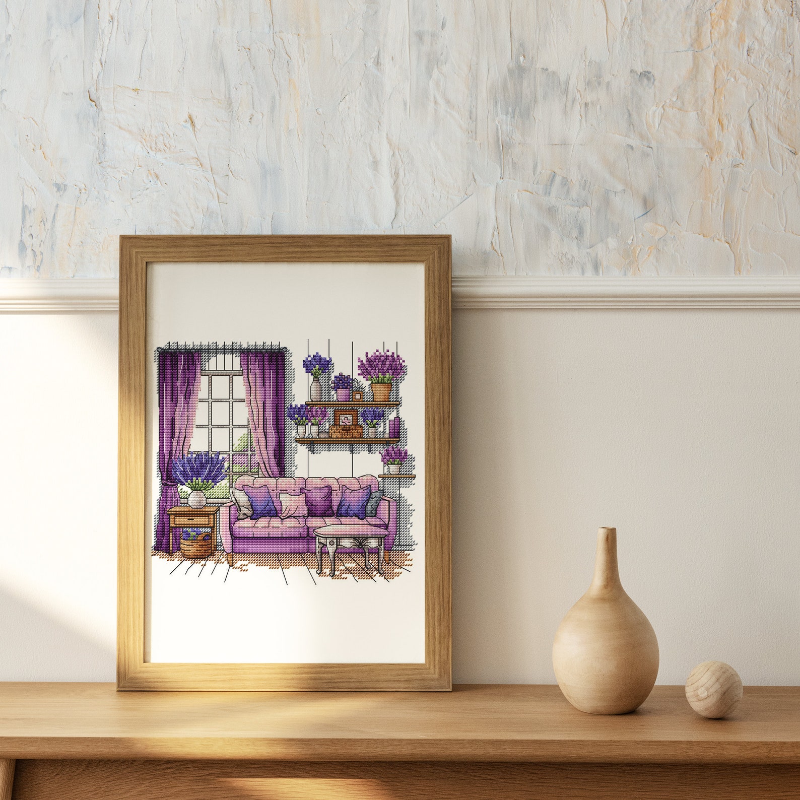 Lavender Cross Stitch Patterns, Lavender Cross Pattern, Interior ...