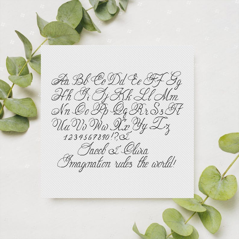 Calligraphy Alphabet Cross Stitch Pattern PDF, Cursive Font Embroidery ...