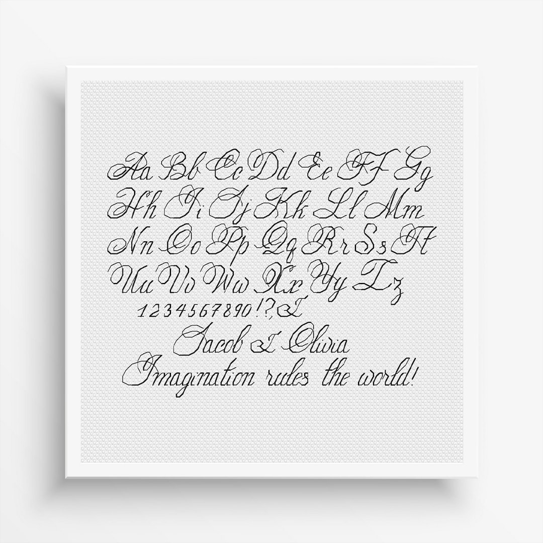Calligraphy Alphabet Cross Stitch Pattern PDF, Cursive Font Embroidery ...
