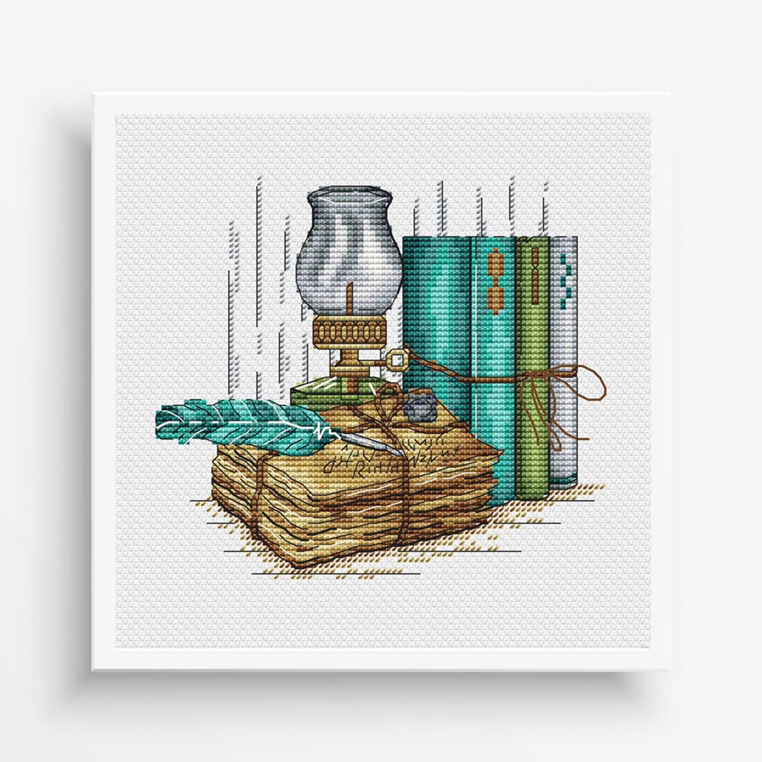 Books Cross Stitch Pattern PDF, Autumn Counted Cross Stitch, Old Books ...