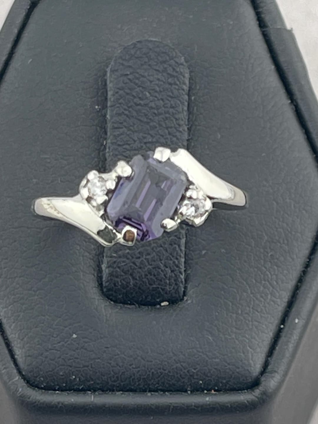 Antique 10K White Gold Alexandra & Diamond Ring, Size 7.5 - Etsy