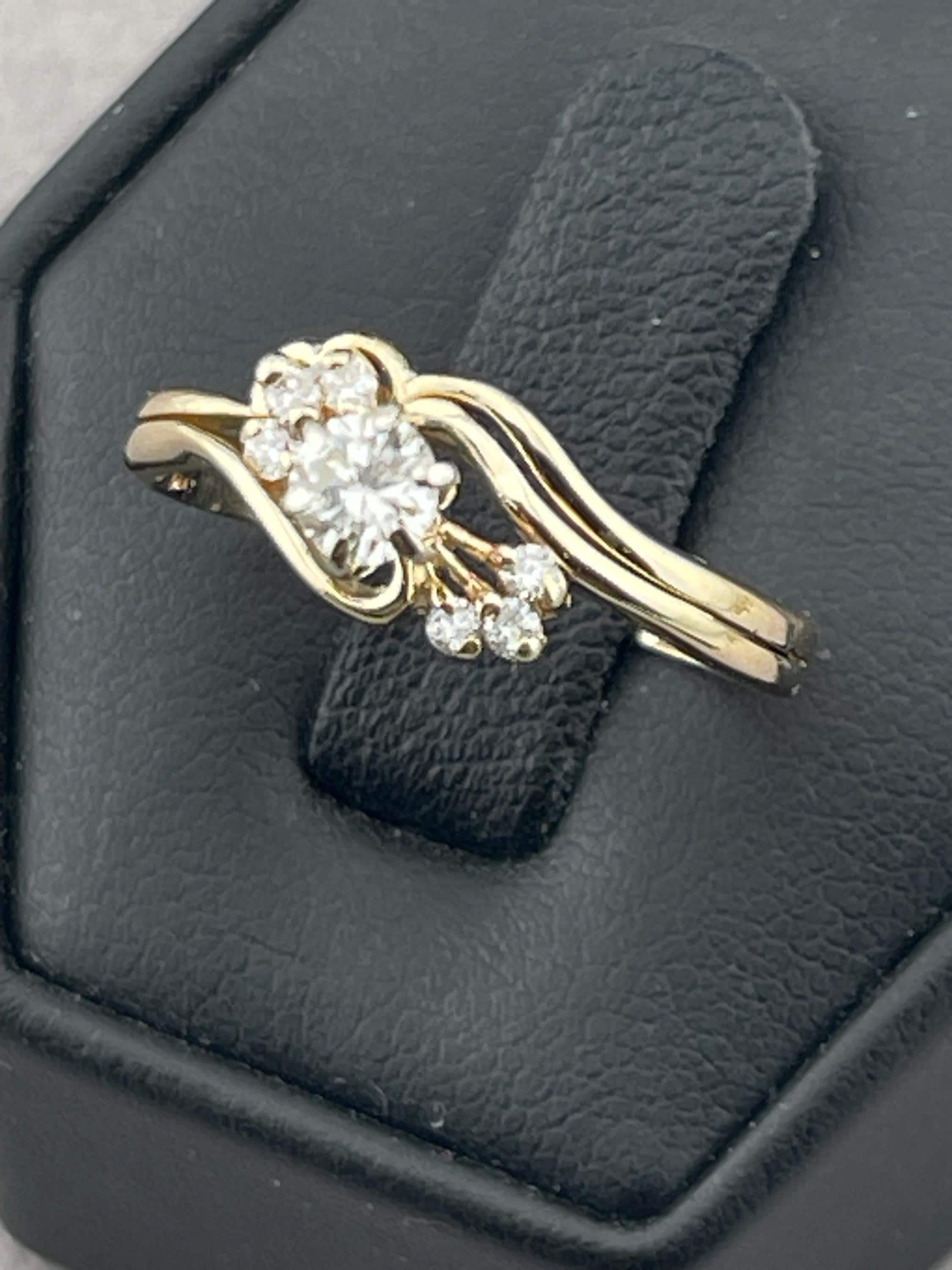Antique 2/5 of a Carrot Diamond Wedding Set 14 Karat Yellow Gold - Etsy