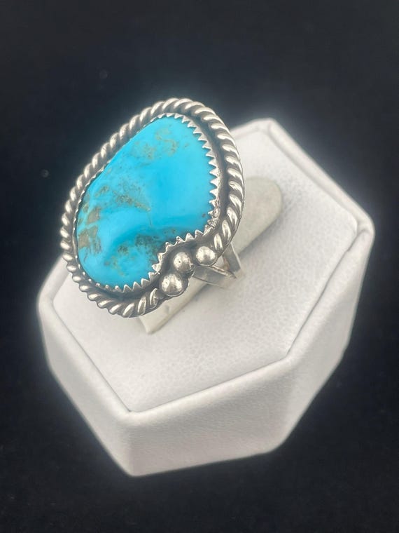 Antique native American Navajo turquoise ring, Teurli… - Gem