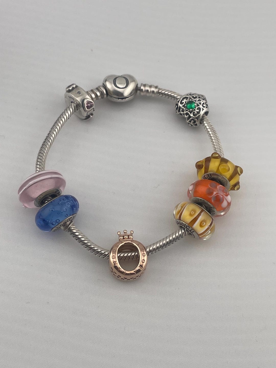 Vintage Pandora Bracelet With Three Pandora Charms and 4 None Pandora ...