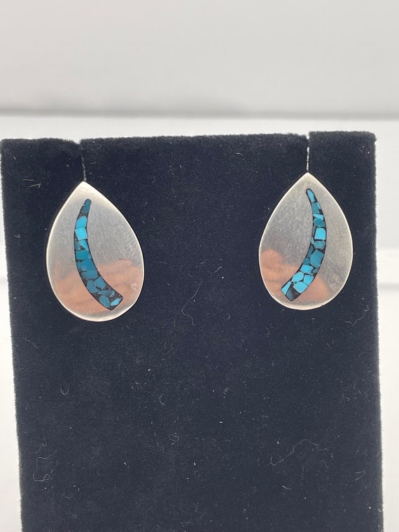 Antique Native American pear shape, turquoise earring… - Gem