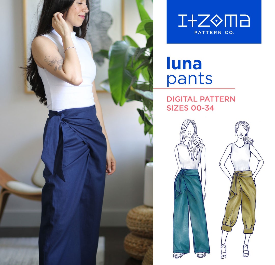 Luna Pant - Wrap Pant PDF Sewing Pattern | Sizes 00-34 - Etsy