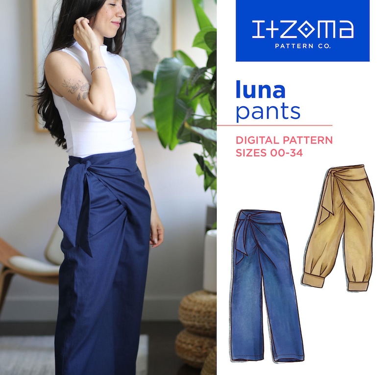 Luna Pant - Wrap Pant PDF Sewing Pattern | Sizes 00-34 - Etsy