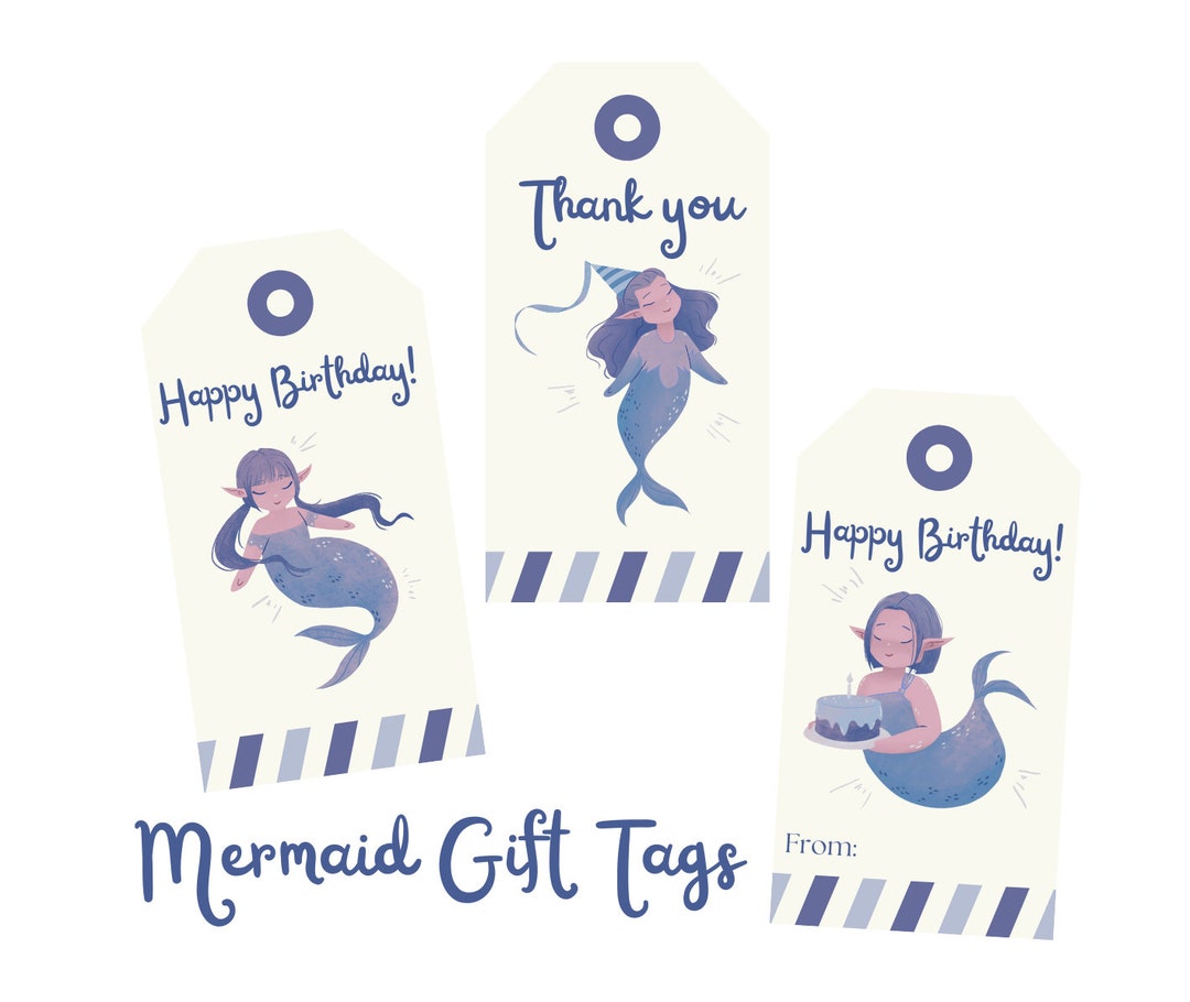 Printable Mermaid Gift Tag, Mermaid Birthday Party, Thank You Tag ...