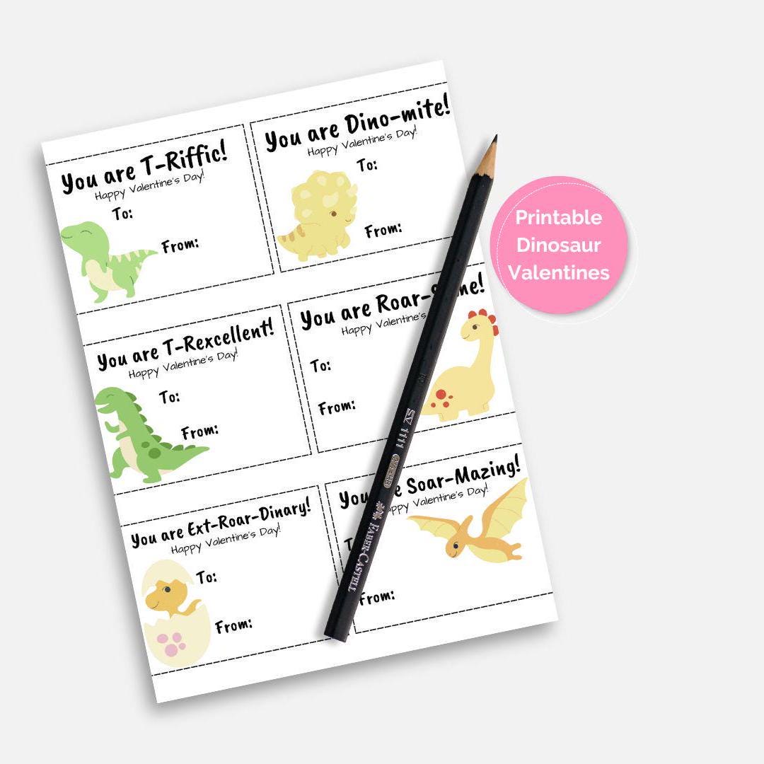 Dinosaur Valentine, Printable Valentine, Dinosaur Printable Valentine ...