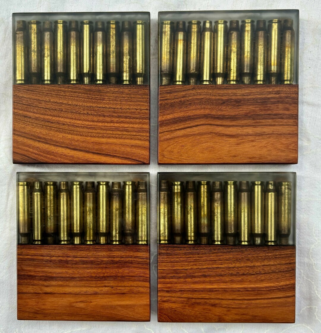 Bolivian Rosewood and Clear Epoxy Coasters With Shell Casings - Etsy