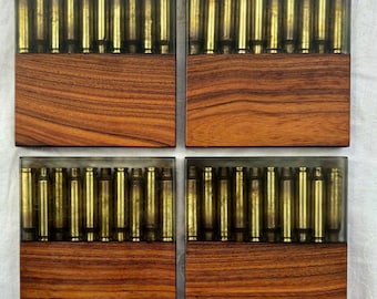 Black Walnut and Clear Epoxy Coasters With Shell Casings - Etsy