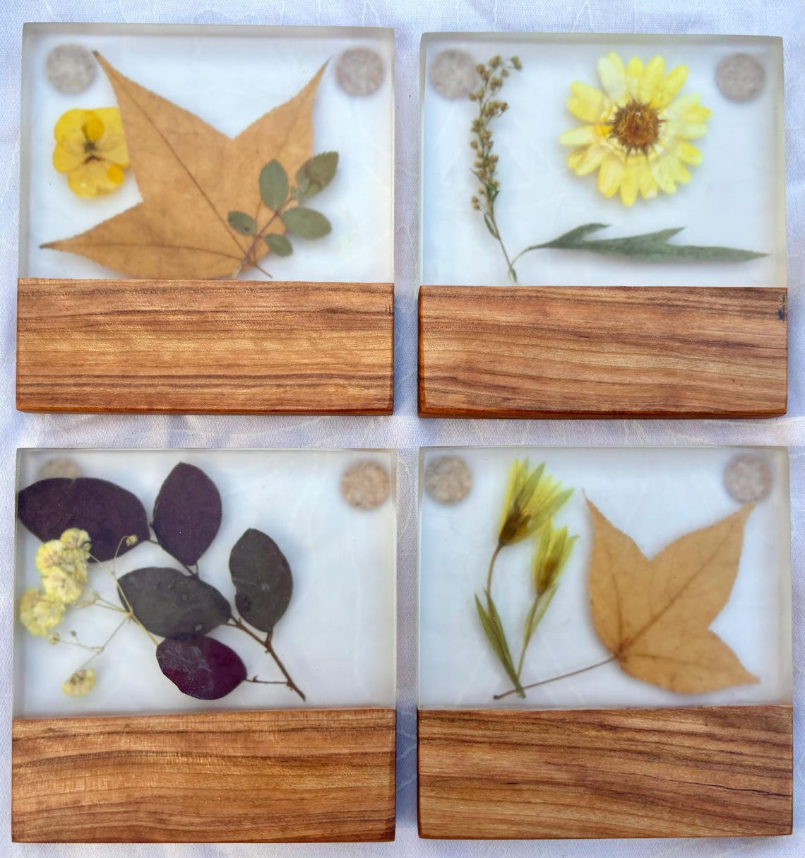 English Walnut and Epoxy Coasters With Pressed Flowers - Etsy