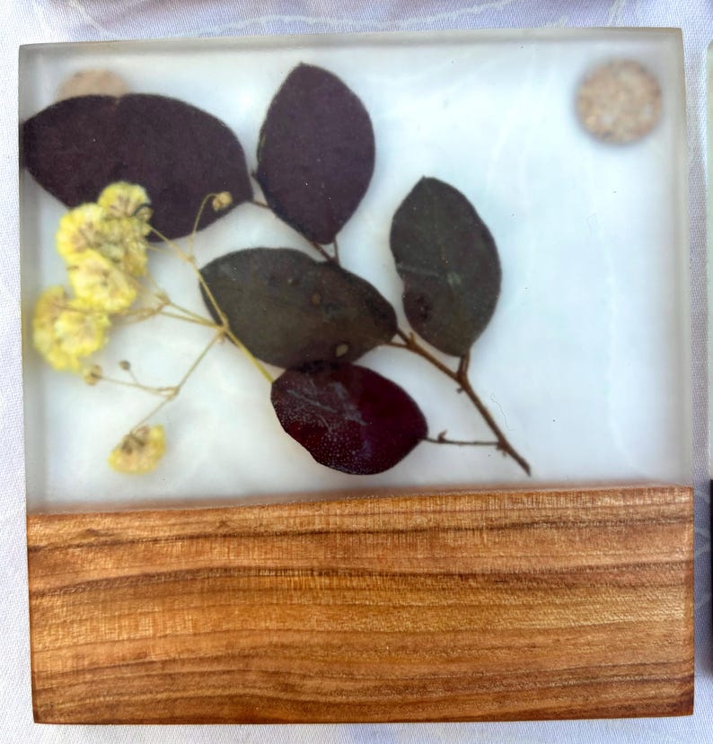 English Walnut and Epoxy Coasters With Pressed Flowers - Etsy