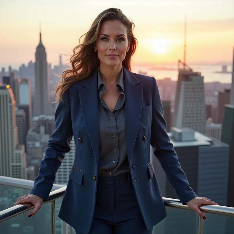 Custom Steel Blue Women's Suit | Personalized Tailored Blazer & Pants ...