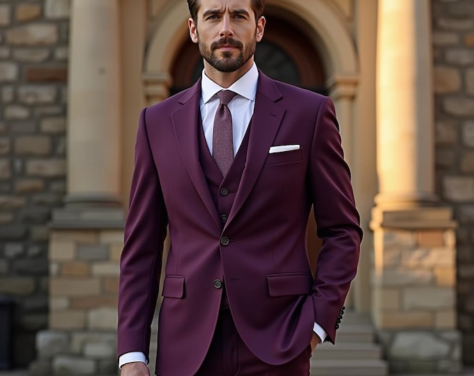 Elegant Men's Purple Three-piece Suit – Sophisticated Formalwear for ...