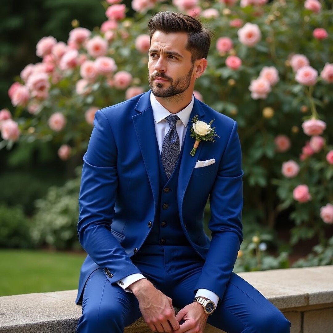 Men’s Royal Blue 3-piece Suit | Wedding Groom Attire | Tailored Fit ...