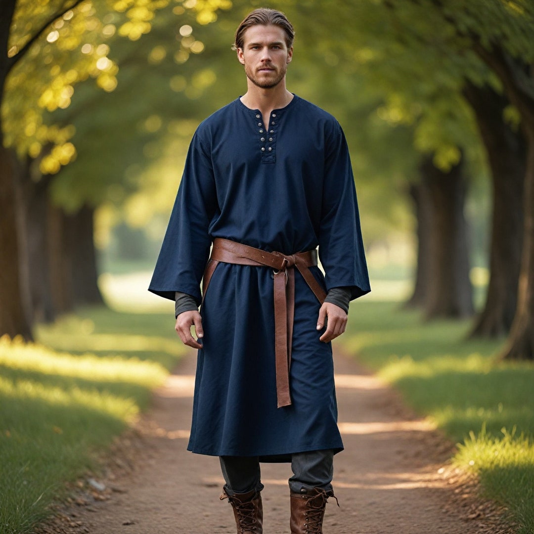 Men Navy Blue Medieval Tunic for Men Viking Renaissance Costume ...