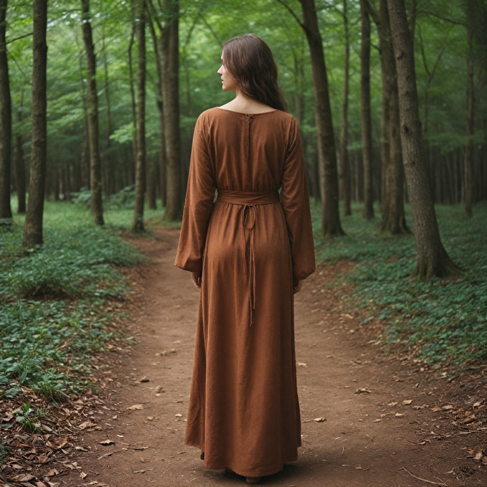 Women Renaissance Rustic Medieval Dress Long Sleeve Forest Maiden Gown ...