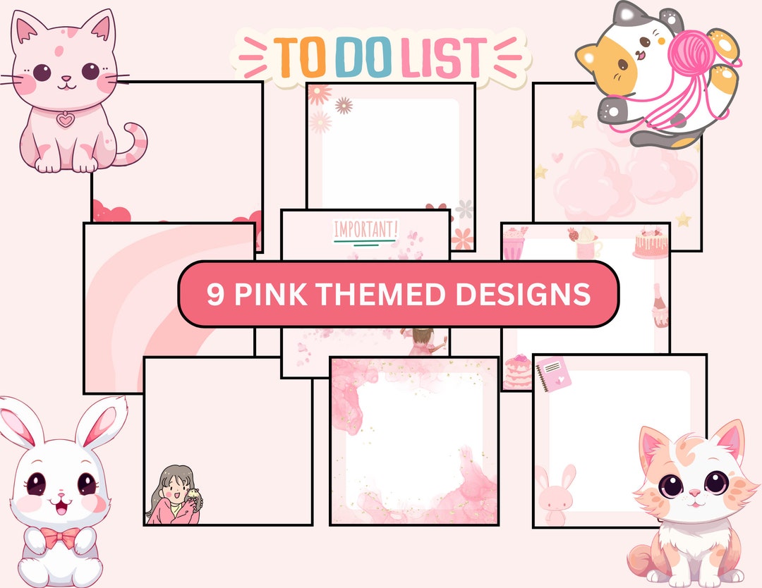 Printable Cute Memo Pad, Memo Sheets, Pink Notepad, Cute Stationary ...